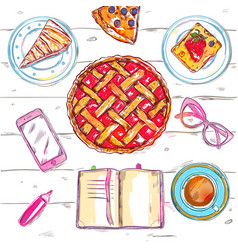 Top view of healthy food for Royalty Free Vector Image