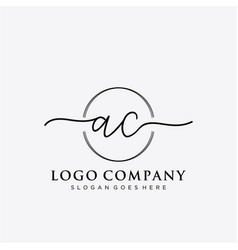 Ac initial handwriting logo design Royalty Free Vector Image