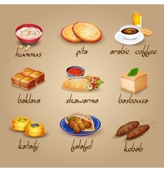 Arabic food icons set Royalty Free Vector Image