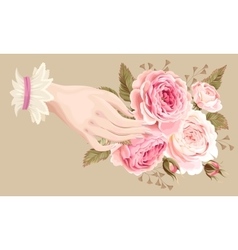 Hand with roses Royalty Free Vector Image - VectorStock