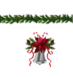 Set christmas bells with bows and holly Royalty Free Vector