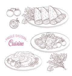 Arabic food middle eastern sweets and tea Vector Image