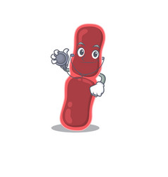 Bacillus bacteria in doctor cartoon character Vector Image