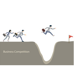 Business people jumping over gap Royalty Free Vector Image