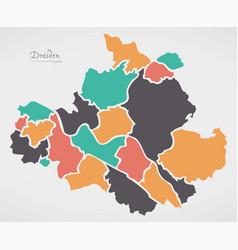 Dresden map with boroughs and modern round shapes Vector Image
