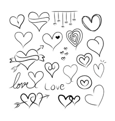 Set doodle hearts Royalty Free Vector Image - VectorStock