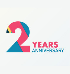 2 years anniversary emblem anniversary icon or Vector Image