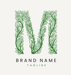 Letter r tree branch formed from twigs leaves Vector Image