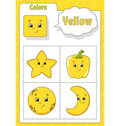 Learning colors yellow color flashcard for kids Vector Image