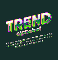 Stylized colorful 3d font edge alphabet letters Vector Image