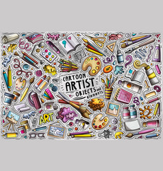 Colorful set of art cartoon doodle objects Vector Image