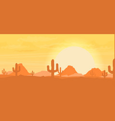 Flat cartoon desert sunset landscape background Vector Image