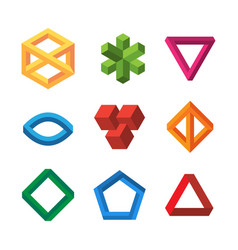 Impossible 3d shape set Royalty Free Vector Image