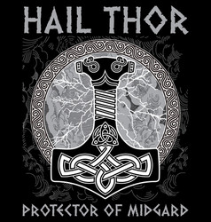 Thor s hammer - mjollnir against the backdrop of Vector Image