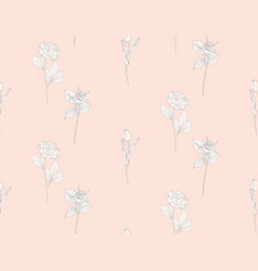 Line drawing floral seamless pattern Royalty Free Vector