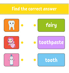 Find correct answer draw a line learning Vector Image