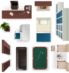 Top View Apartment Interior Detailed Plan Vector Image