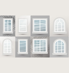 Set windows with transparent blue glass Royalty Free Vector
