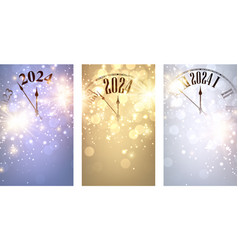 New year 2024 countdown clock over silver Vector Image