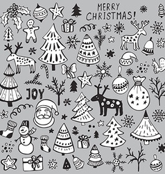 Hand drawn christmas tree symbols set Royalty Free Vector