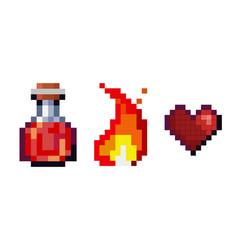 Fire flame pixel art animation sprite frames 8bit Vector Image