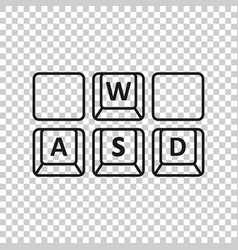 Wasd button icon in flat style keyboard on white Vector Image