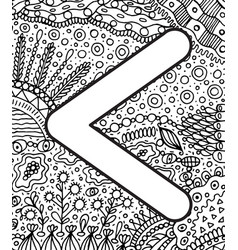 Ancient scandinavian rune kanu with doodle Vector Image