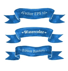 Blue ribbon banner satin glossy bow blank design Vector Image