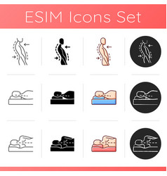 Poor posture problems icons set Royalty Free Vector Image