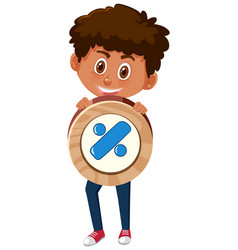Student boy holding number cartoon character Vector Image