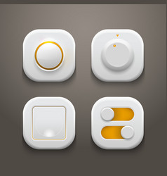 Buttons Switches Knobs Set With Realistic Light Vector Image