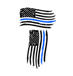 Thin blue line us flag police blue line Royalty Free Vector