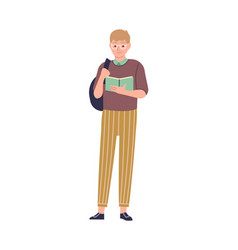 Smart man with book male character in Royalty Free Vector