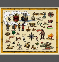 Antique map elements Royalty Free Vector Image