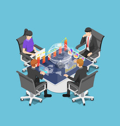 Isometric business people competing to reach the Vector Image