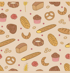 Hand drawn seamless pattern with cakes Royalty Free Vector
