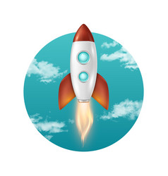 Retro space rocket ship icon set in a flat Vector Image