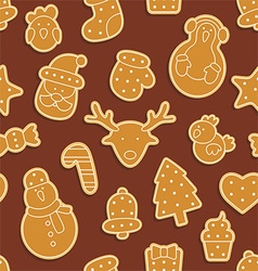 Seamless pattern of gingerbread men on a red Vector Image