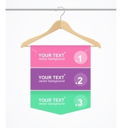 Wooden hanger with paper banner isolated white Vector Image