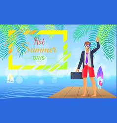 Keep calm and have fun summer poster with sky sea Vector Image