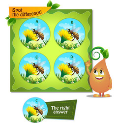 Bee spot the difference Royalty Free Vector Image