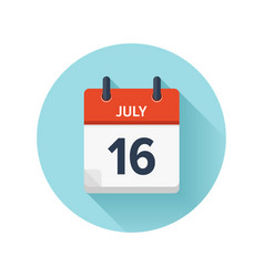 July 16 flat daily calendar icon date Royalty Free Vector