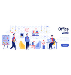 Modern office workplace poster design Royalty Free Vector