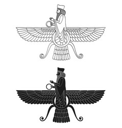 Icon with ancient egyptian symbol faravahar Vector Image