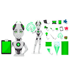 Robot with artificial intelligence female bot Vector Image