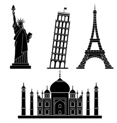 World landmarks eiffel tower statue of liberty Vector Image