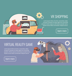 360 virtual reality square banners set gaming Vector Image