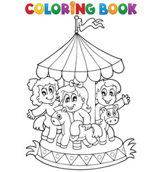 Coloring book carousel theme 1 Royalty Free Vector Image