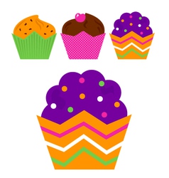 Birthday Muffin set isolated on white Royalty Free Vector