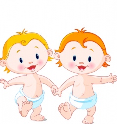 Two babies Royalty Free Vector Image - VectorStock